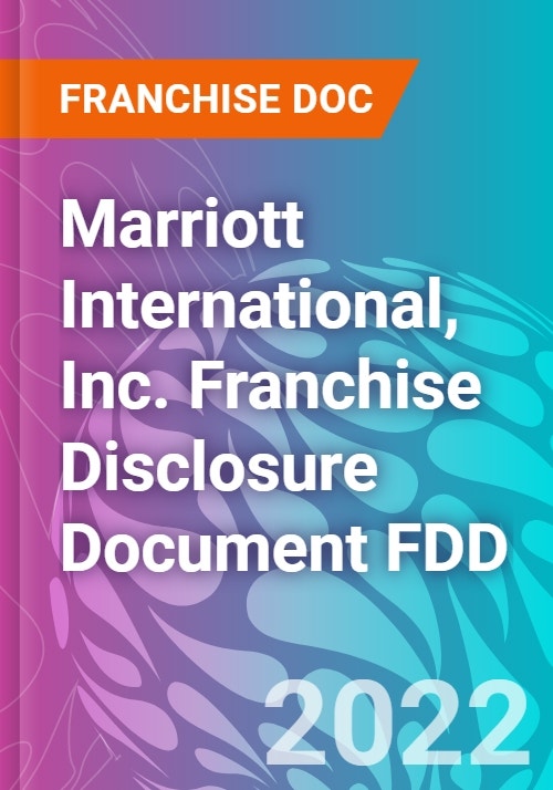 Marriott International, Inc. Franchise Disclosure Document FDD